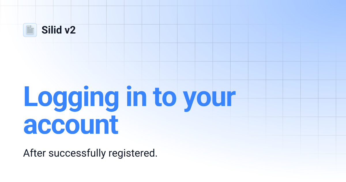 Logging in to your account | Silid v2